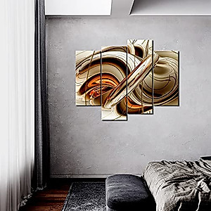 First Wall Art - Abstract Orange Brown White Lines Wall Art Painting The Picture Print On Canvas Abstract Pictures for Home Decor Decoration Gift