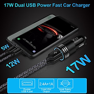 3.4A Fast Car Charger Type C Cigarette Lighter Plug USB Adapter Android Phone Charger Cable for Samsung Galaxy S24/A15/A54 5G/A14 5G/A53/A13/A23/A03S/A12/A32/A42/A52/A51/A71/S23/S22/S21/S20/S10/S9/S8