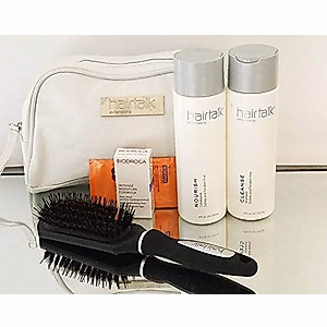 Hairtalk Extensions SET: CLEANSE Shampoo 8 oz & NOURISH Conditioner 8oz (Sulfate & Paraben Free) + FREE Bag, Brush, Hair & Skin Care Samples
