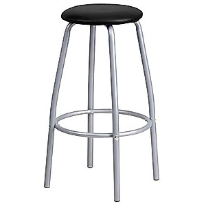 Flash Furniture Daria Bar Height Table Set with Padded Stools Black