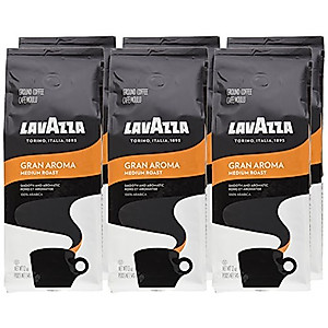 Lavazza Gran Aroma Ground Coffee Blend, Light Roast, 12-Ounce Bags (Pack of 6), Value Pack, Rich Flavor with Notes of Dried Fruit