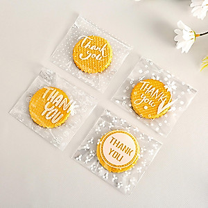 Jutieuo 4x4 Cellophane Bags Self Adhesive Thank You Cookie Bags (100-Count) Small Clear Gift Bags Individual Treat Bags for Packaging, Party Favor, Bake Sale, Gift Giving