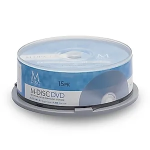 15 Pack Millenniata M-Disc DVD 4.7GB 4X HD 1000 Year Permanent Data Archival/Backup Blank Media Recordable Disc