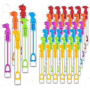 ABSOFINE 36 Pack Mini Dinosaur Bubble Wands, Kids Party Favors Bubble Wand for Birthday Wedding Christmas Themed School Classroom Prizes for Boys & Girls (Dinosaur)