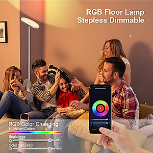 LEPOWER LED Bright Floor Lamp, Smart Floor Lamp, Torchiere Standing Lamp for Living Room, Bedroom, Office, Touch Dimmable Compatible with Alexa, Google Home