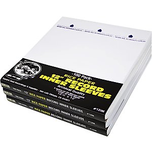(300) 12" Record Inner Sleeves - 3-Layers of Archival Quality, Anti-Static HDPE with Rice Paper Enclosed Insert for Extra Rigidity #12IM