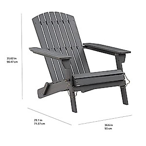 Amazon Aware FSC Certified Outdoor Folding Adirondack Chair, Acacia Wood, Dark Grey