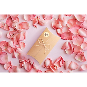 Eupako 6.3x3.7x1 Kraft Pillow Boxes 50 Pack Large Pillow Gift Box Brown Paper Candy Favor Boxes with Twines for Wedding Party