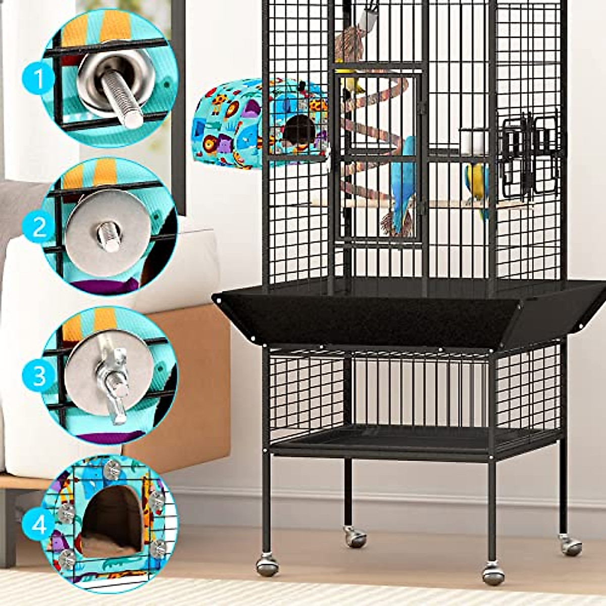 GNEORA Winter Warm Bird Bed for Cage, 2 in 1 Waterproof Parakeet Bird Fluffy Parakeet Nest，Hammock Bird Bed for Parakeets African Grey Cockatoos Cockatiels Lovebird L