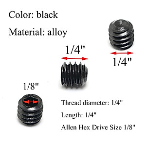 Pro Bamboo Kitchen 25pcs Internal Hex Allen Head Socket Set Screws 1/4"-20 x 1/4" Black with 1/8" Black Hex Wrench