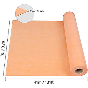 YZprism Waterproof Membrane 430 Sq Ft 20 mils Thick 3.3 x 131' Tile Underlayment Shower Membrane PE Fabric 0.5 mm for Shower Walls, Bathroom Floors, Sauna Room, Roof Large Area Waterproofing Orange