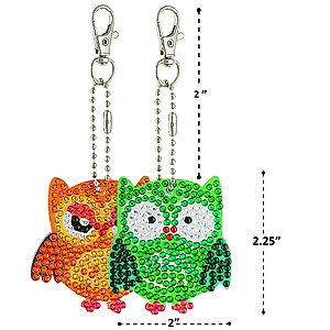 BRASS TACKS KITS FOR CRAFTY KIDS Gem Painting Kit- Make Your Own Keychains- Diamond Art Painting by Numbers (Owl)