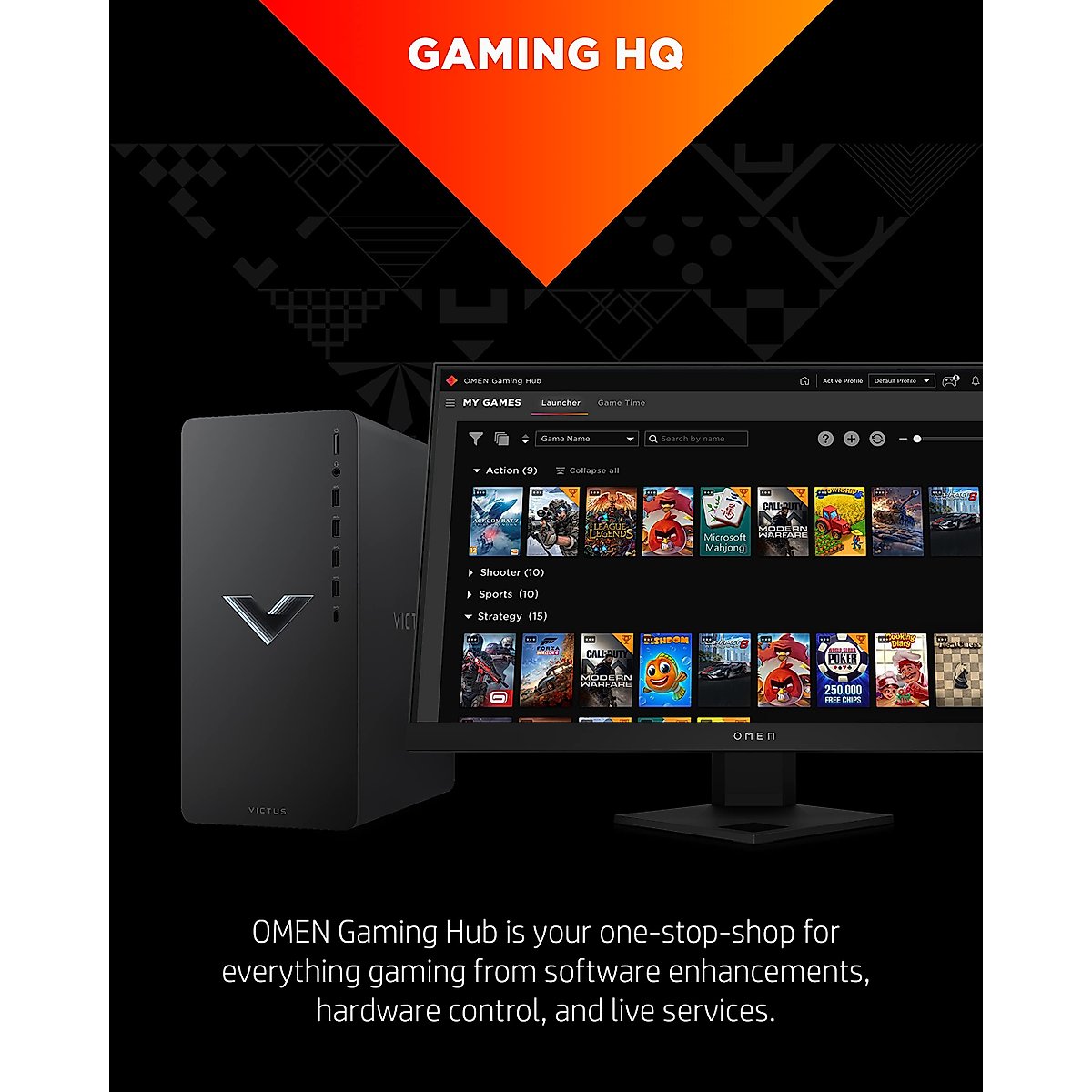 HP Victus 15L Gaming Desktop Computer, NVIDIA GeForce RTX 2060 Graphics, 12th Gen Intel Core Processor, 8 GB SDRAM, 512 GB SSD, Windows 11 Home OS, QuickDrop, Wi-Fi & Bluetooth (TG02-0020, 2022)