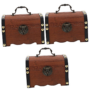 Veemoon 3 pcs Small Organizer Vintage Decorative Case Girl and Wooden Random Cash Home Treasures Coin Retro Money Treasure Coins Chic Bank Storage X Leather Wood Jewelry Children for