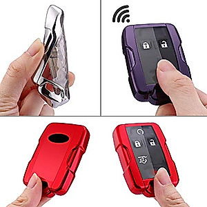DOHON Car Key Fob Cover for GMC Sierra Yukon Cadillac Chevrolet Silverado Colorado Keyless Remote Case, 1PC, Red