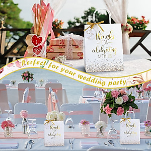 Queekay 36 Pcs Wedding Gift Bags Large Wedding Welcome Bags with 36 Gift Tags Party Favor Bags Bridal Gift Bags Burlap Bags with Handles for Guests Wedding Birthday Baby Shower Party Favors(Classic)