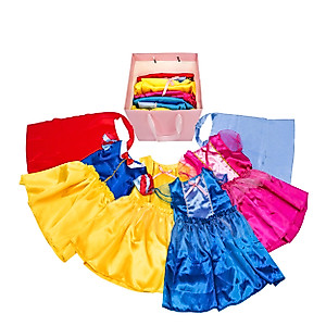 MIJOYEE Princess Dress Up Trunk Clothes for Little Girls, Dress Up Dresses Role Play Set for Little Girls Ages 3-6 Years,4 Pack