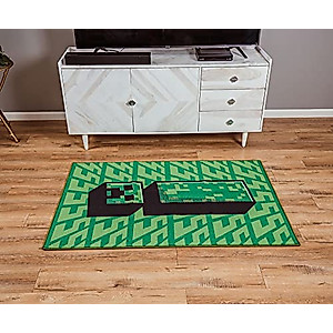Minecraft Green Creeper Printed Area Rug | 60 x 39 Inches
