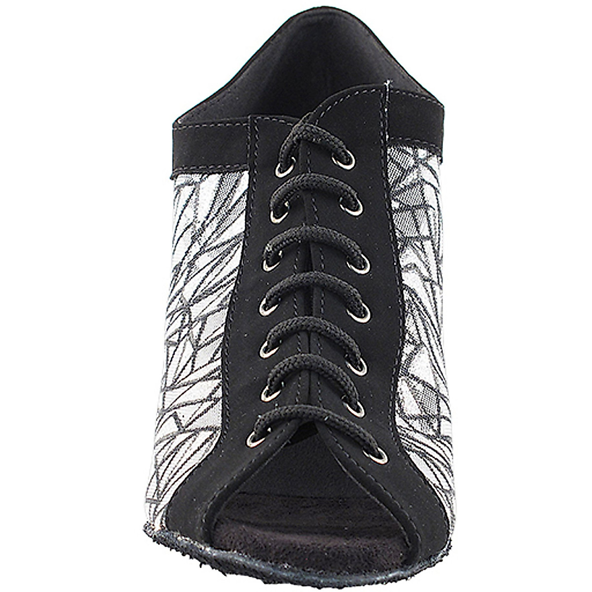 Womens Ballroom Dance Shoes Party Salsa Practice Dance Shoes Black Nubuck & #51 Mesh 1643EB Comfortable - Very Fine 2" Heel 8 M US [Bundle of 5]