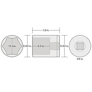 TEKTON 1/4 Inch Drive x 15 mm 6-Point Socket | SHD02115