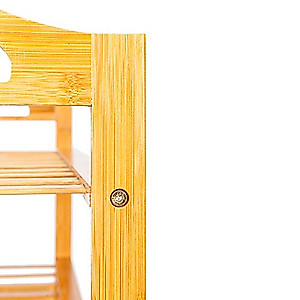 ZYSK 4 Tier Free Standing Bamboo Shoe Rack with Handles,Entryway Shoe Shelf Storage Organizer Ideal for Hallway Bathroom Living Room,Wood