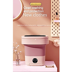 11L/370oz Powerful Portable Washing Machine, Foldable Mini Washer for Baby Clothes,Underwear, Small Items,3 Modes - Apartment,Dorm,Camping,Travel (Pink-A)
