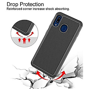 Dahkoiz for Samsung Galaxy A20/A30 Case with Tempered Glass Screen Protector, Dual Layer Drop Protection Cover Protective Phone Case for Samsung Galaxy A20/A30, Black