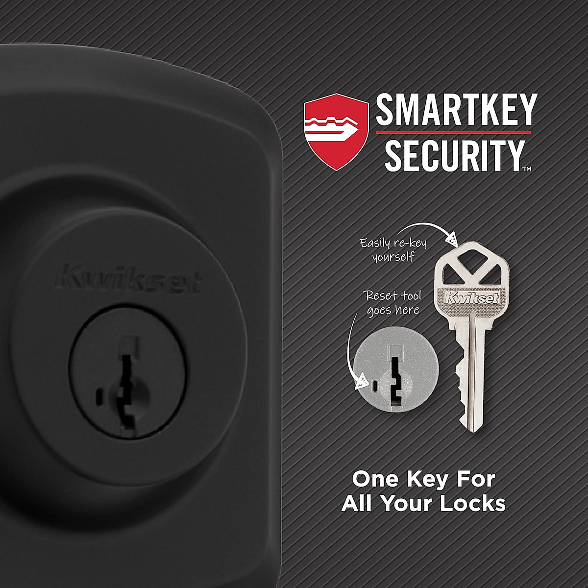 Kwikset Henley Front Door Lock Handle and Deadbolt Set, Entry Handleset Exterior with Interior Reversible Lever, Matte Black, Pick Resistant SmartKey Rekey Deadbolt Security, with Microban Protection