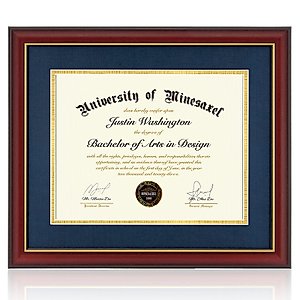 Minesaxel 15x18 Diploma Frames with 11x14 Blue Mat Display Documents 11 x 14 or 15 x 18 without Mat, 14x11 Cherry Red Frame for Wall Mounting