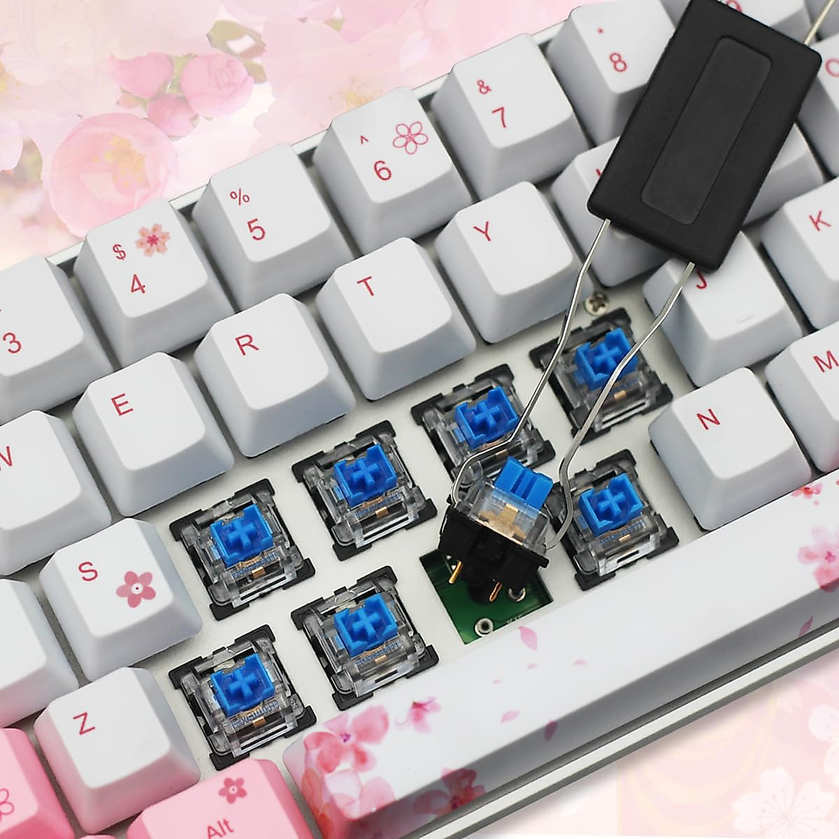 Manbala ZMX Cherry Blossom 61 Mechanical Keyboard,60%Compact Mechanical 61Keys 5.0Bluetooth/Type-C Wired Dual-Mode RGB Backlit Five-Sided Sublimation PBT Keycap Gaming Keyboard (Brown Switch, Pink)