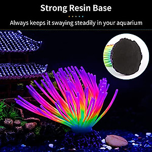 Uniclife Aquarium Imitative Rainbow Sea Urchin Ball Artificial Silicone Ornament with Glowing Effect for Fish Tank Landscape Decoration