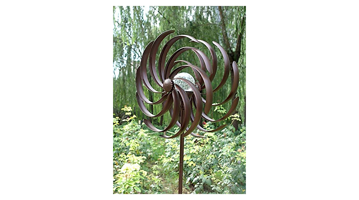 Solar Wind Spinner Willow Leaves - Solar Garden Kinetic Art | Durable ...