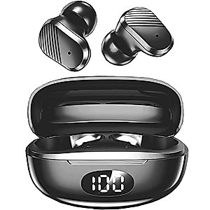 Wireless Earbuds 50H Playback Bluetooth Headphones with Wireless Charging Case IPX8 Waterproof Ear Buds in-Ear Earphones with Microphone for Android iOS iPhone, LED Power Display Headset