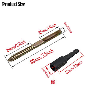 10pcs M8X90mm Double Thread Self Tapping Screws for Furniture Connector Sofa and Stair Fittings with 1pcs Thread Hanger Bolt Driver