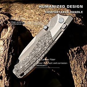 REMETTE WD107 Series Titanium Pocket Knife, EDC Button Lock Knife, Pearlescent M390 Blade, Men Women Daily Carry Lightweight Folding Knife, Sharp Fishing Camping Knives