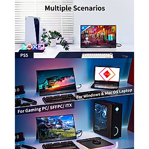 Intehill 144Hz Portable Monitor 1080P - 17.3 Inch Portable Gaming Monitor Freesync 144Hz USB-C HDMI for PC/PS5/Xbox, 144Hz Monitor with Wide Compatibility