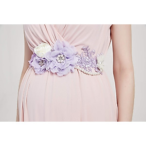 FANFAN Maternity Sash Belt Pregnant Wedding Sash Belt Bridal Sash Belts Y01 (lavender)