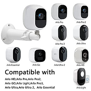 Haoyou Metal Adjustable Mounts Bracket Mount Outdoor/Indoor Compatible with Arlo pro 4/pro 2/Arlo pro/Arlo Ultra/Ultra 2/ Arlo Go/Arlo Essential Spotlight Cameras（2 Pack White）