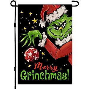 Christmas Garden Flag Linen Double-Sided, Interesting Christmas Linen Yard Flag In Winter, Used For Outdoor Christmas Decoration Of Farmhouses (12 × 18 Inches)