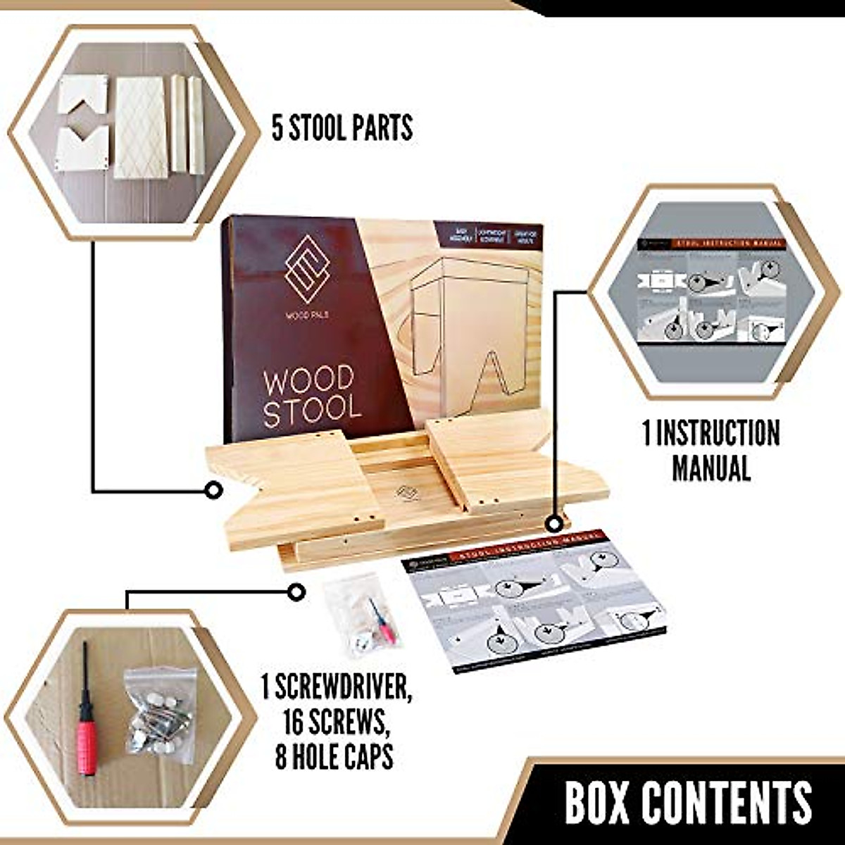 ﻿Wooden Step Stool for Adults & Kids - Very Sturdy, Bed Stool for High Beds, Kitchen, Bathroom, Closet. Made Lightweight Quality Eco Pine, Attractive & Easy to Assemble