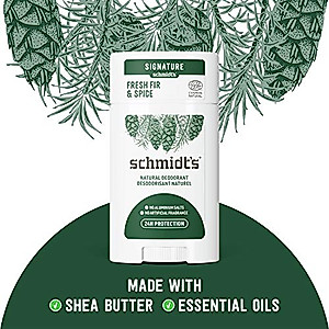 Schmidt's Aluminum Free Natural Deodorant Fresh Fir & Spice 2-pk for Women and Men, with 24 Hour Odor Protection, Certified Natural, Cruelty Free, Vegan Deodorant 2.65oz
