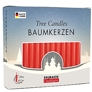 Set of BRUBAKER Christmas Pyramid 3-Tier 18 Inches + 20 Red Candles + Stick-Um Candle Adhesive