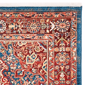 SAFAVIEH Kashan Collection Area Rug - 8' x 10', Blue & Red, Traditional Oriental Design, Non-Shedding & Easy Care, Ideal for High Traffic Areas in Living Room, Bedroom (KSN305A)