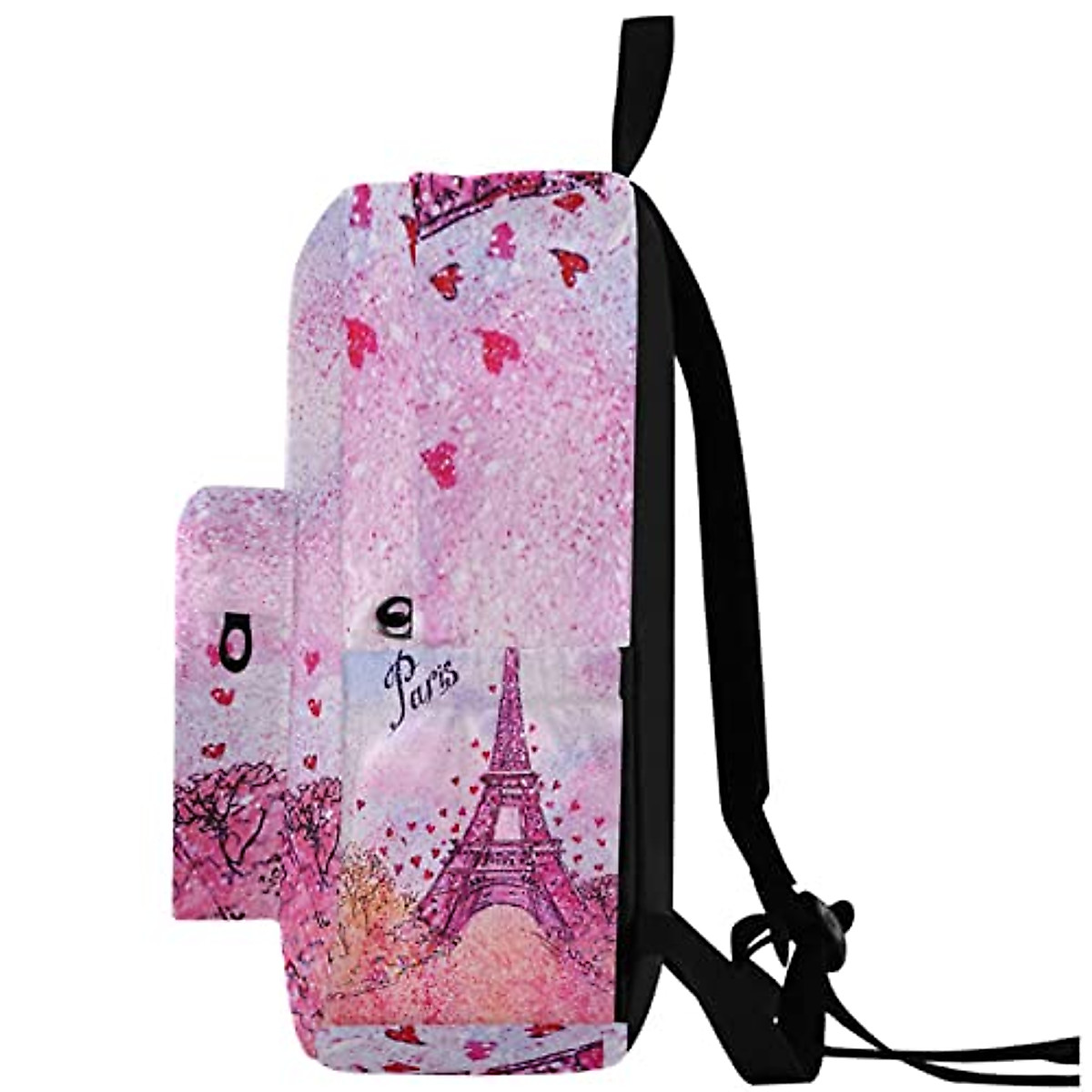 ZzWwR Unisex Paris Postcard Eiffel Tower in Hearts Large Laptop Backpack Durable Travel Computer Bag Portable Shoulders Bag for Books Work Daily