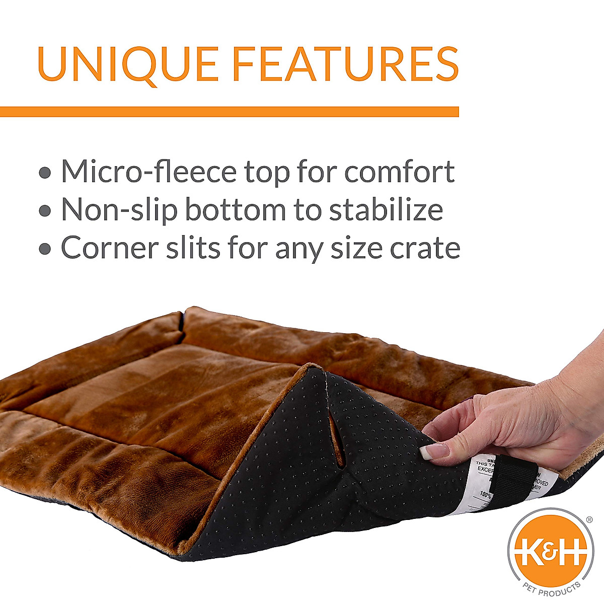 K&H Pet Products Self-Warming Dog Crate Pad, Self Heating Cat Mat, Portable, Machine Washable, No Electric Needed, Adjustable Fit, Non-Slip, Great for Cat Window Perches - Extra-Small 14 X 22in Mocha