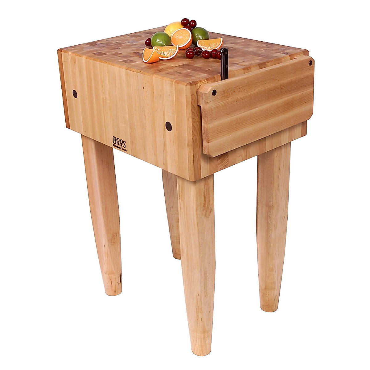 John Boos Pca2 24x18x10" Maple Butcher Block w/Knife Holder and Casters