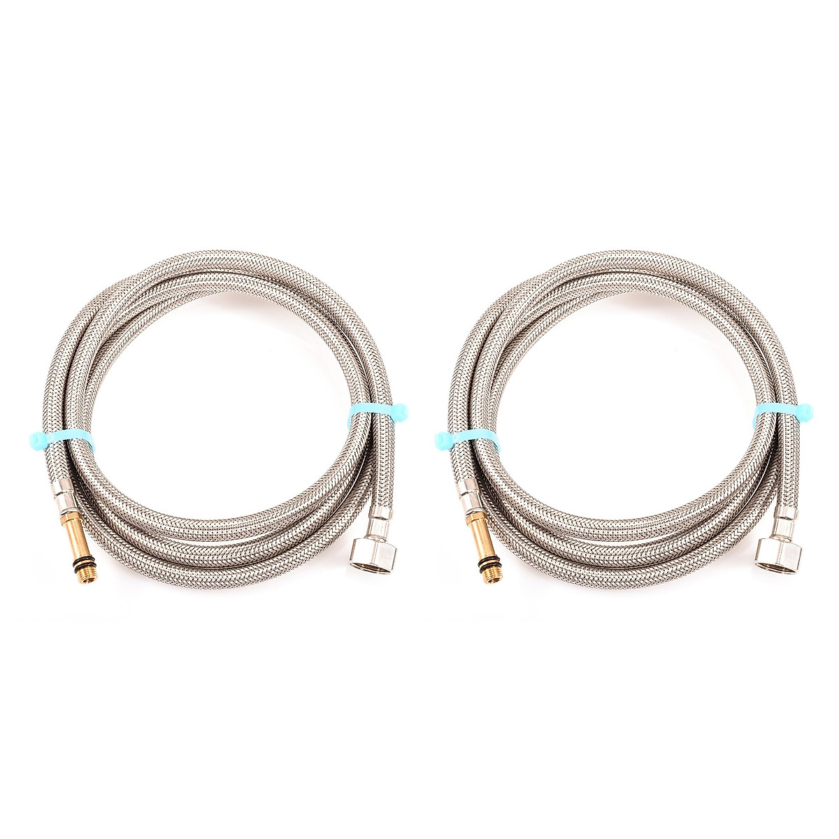 Skweawert 80 In Faucet Supply Lines, 1/4 Female Compression Thread x M10 Male Connector, Braided Stainless Steel Faucet Hose for Kitchen Sink Toilet（2Pack)