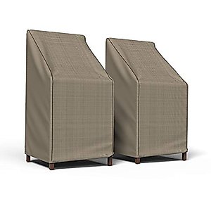 Budge P1A01PM1-2PK English Garden Patio Chair Cover, Tan Tweed
