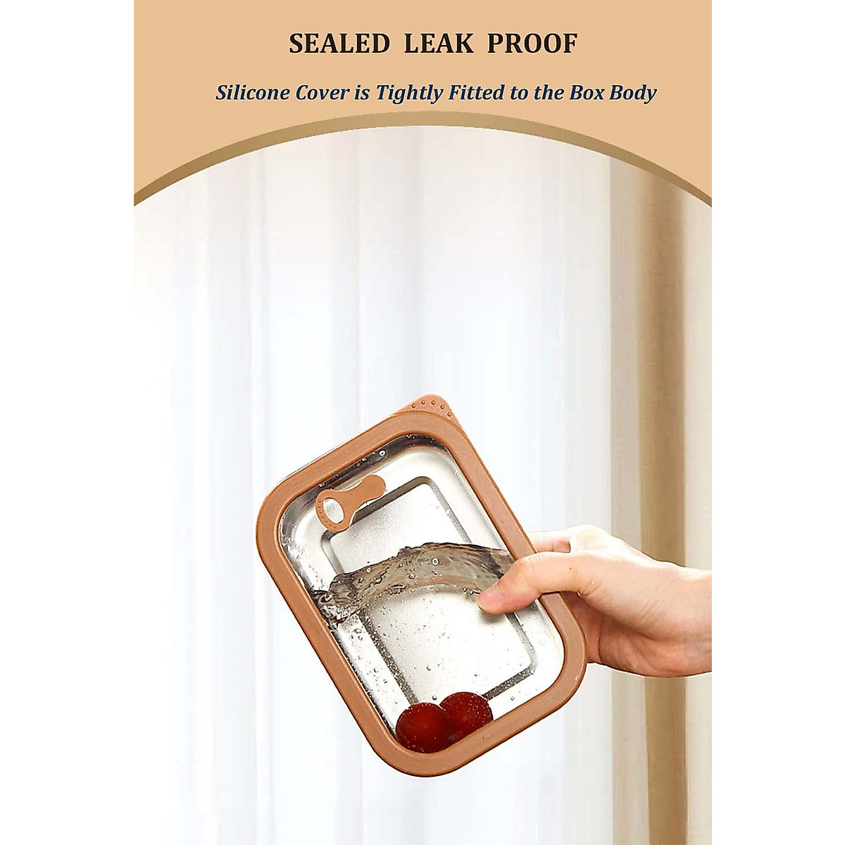 GRFELI Stainless Steel Food Storage Containers, Bento Lunch Box Leak Proof with Silicone Glass Cover,Kitchen Containers - Set of2 (600ml,1200ml), Dishwasher Safe - Plastic Free (Glass)