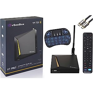 COMBO BREAKER vSeeBox V1 Pro with Backlit Mini Keyboard / 8K HDMI Cable (4GB RAM + 32GB ROM)